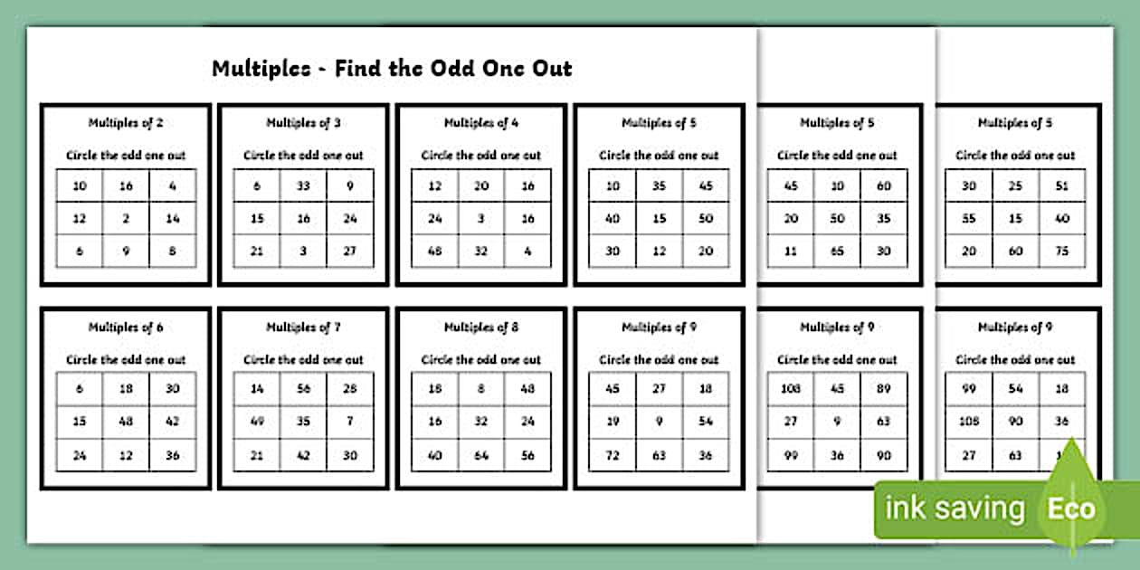 Multiples- Find the Odd One Out (teacher made) - Twinkl