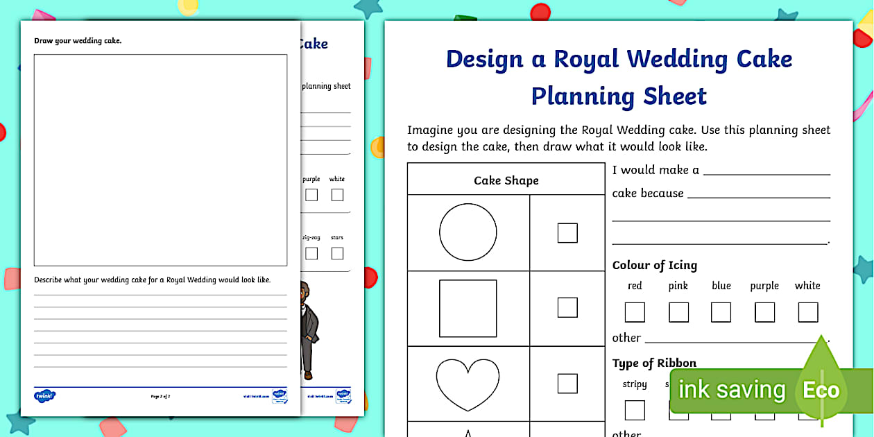 KS1 Design a Royal Wedding Cake Planning Worksheet - Twinkl