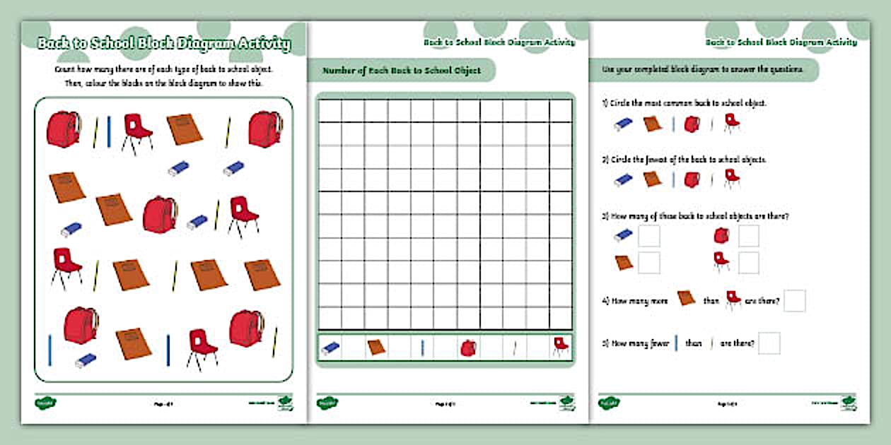 👉 Back to School Block Diagram Maths Activity Sheet Twinkl KS1