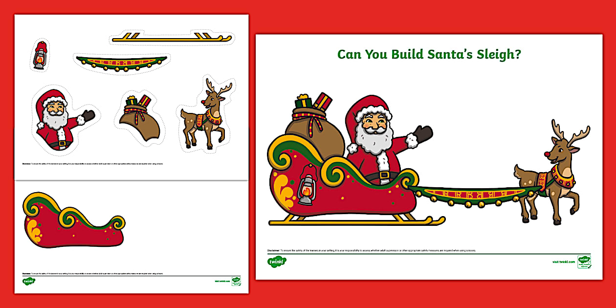 Build Santa's Christmas Sleigh Cutting Skills Activity