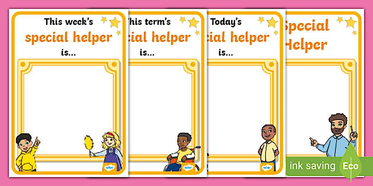 Editable Classroom Monitor Display Signs (Special Helper)