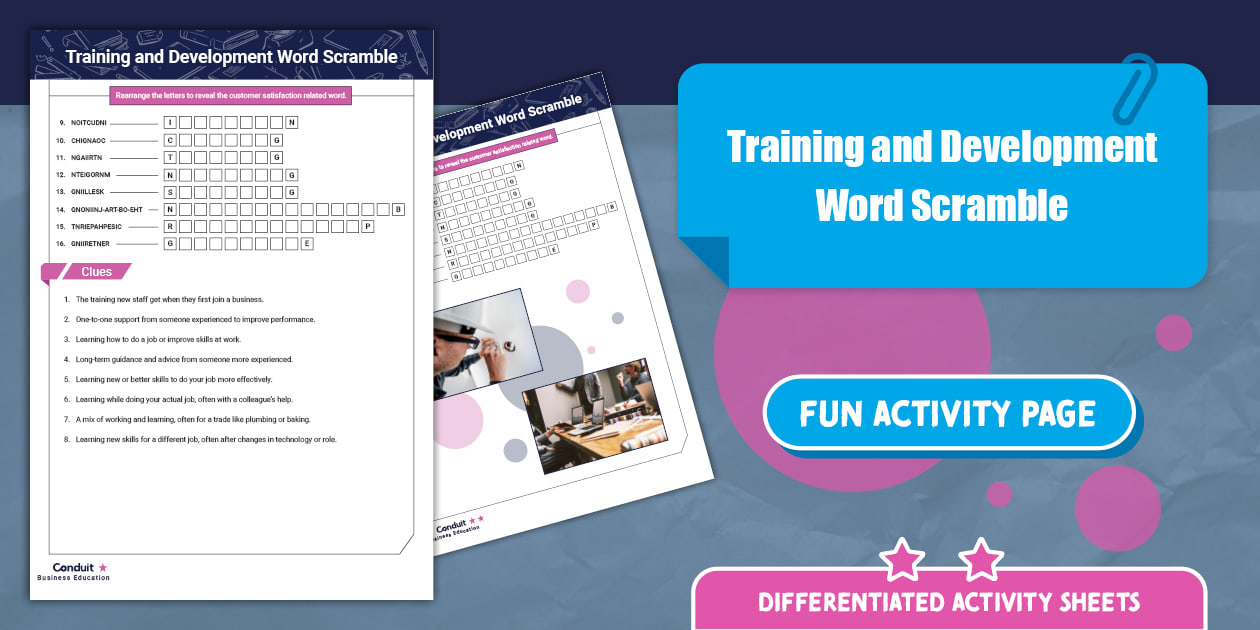 Training and Development Word Scramble
