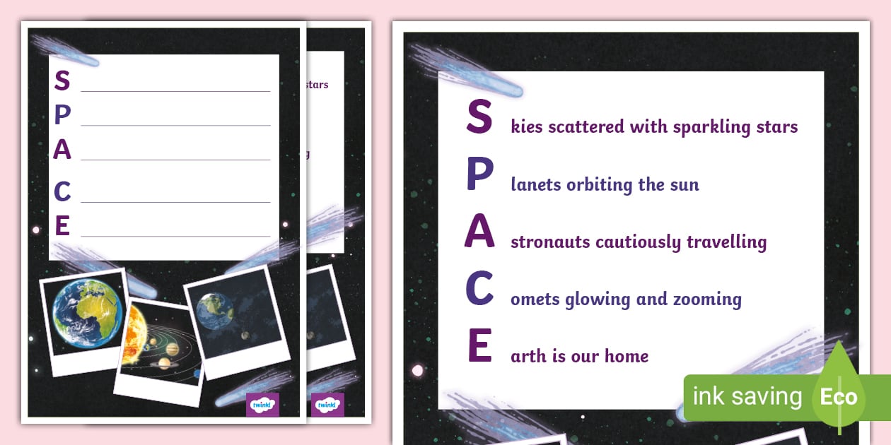 Space Acrostic Poem Example (teacher made) - Twinkl
