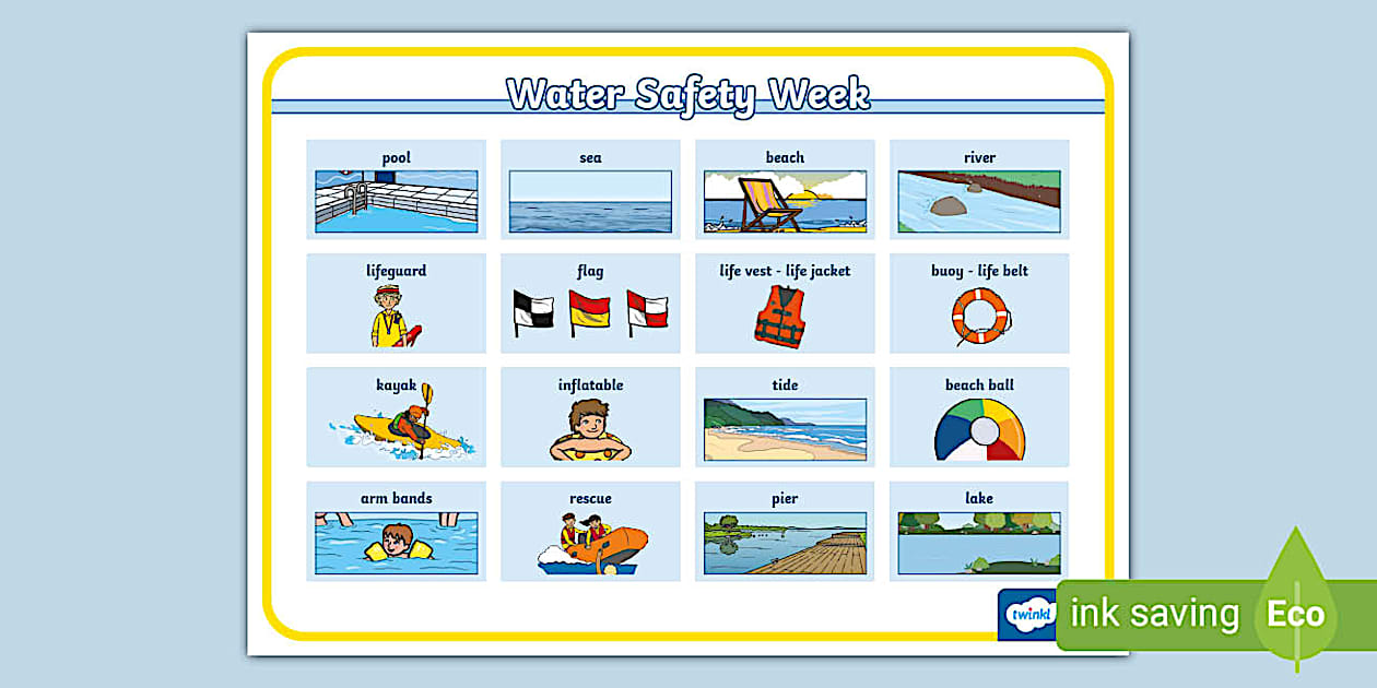 Water Safety Week Word Mat (teacher made) - Twinkl