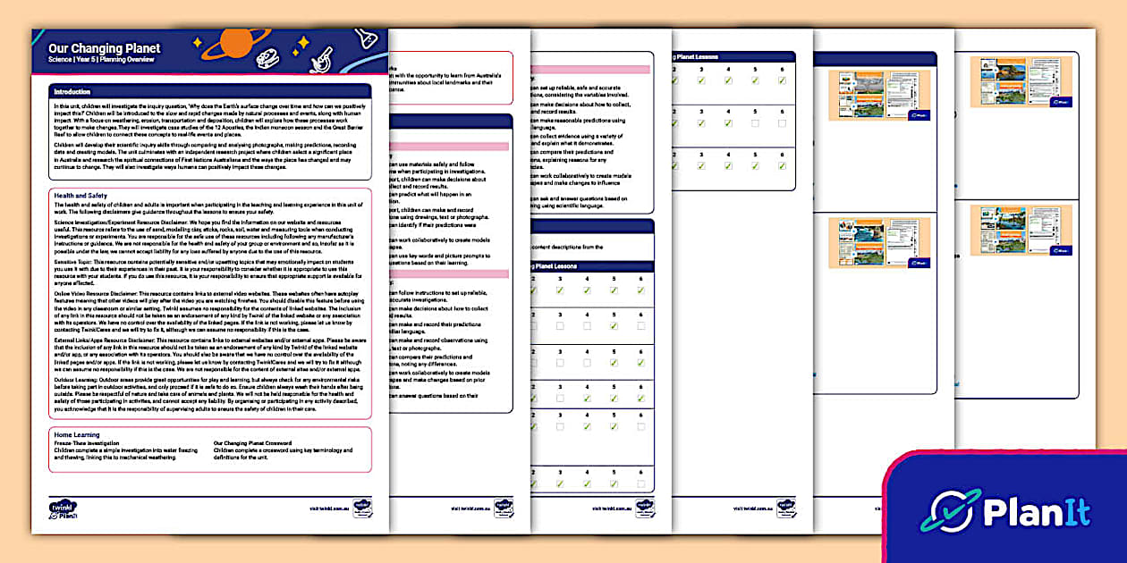 Year 5 Science Our Changing Planet Planning Overview