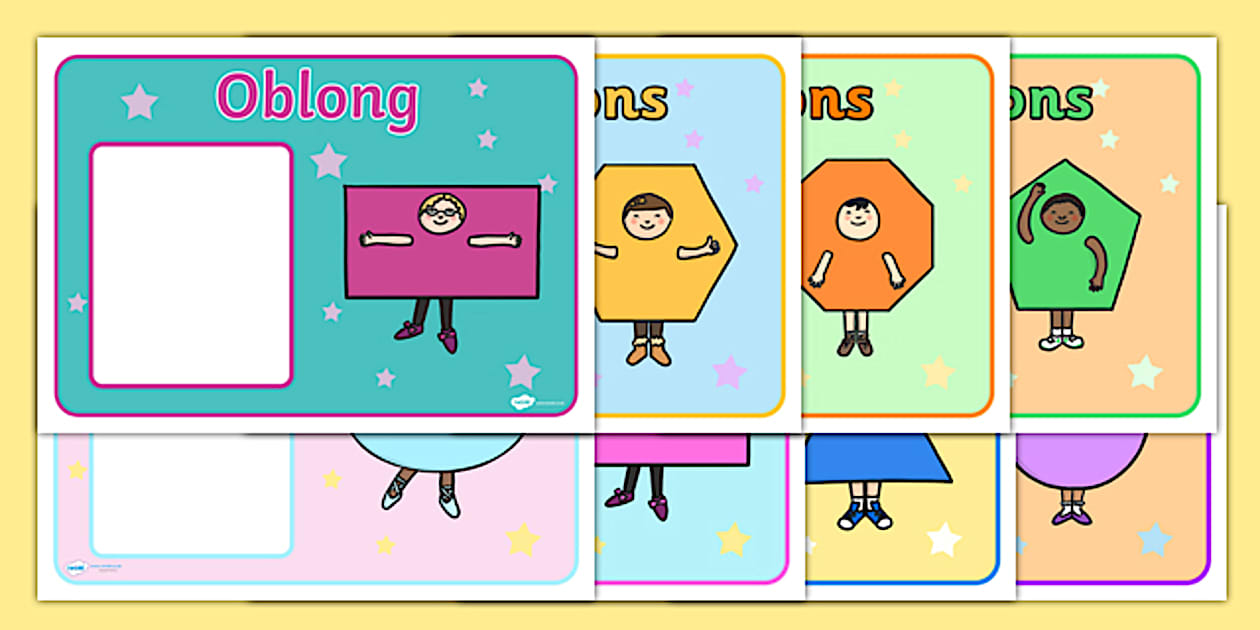 Editable 2D Shape Characters Group Signs (teacher made)