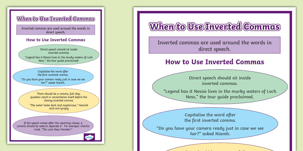 When to Use Inverted Commas Display Poster (Teacher-Made)
