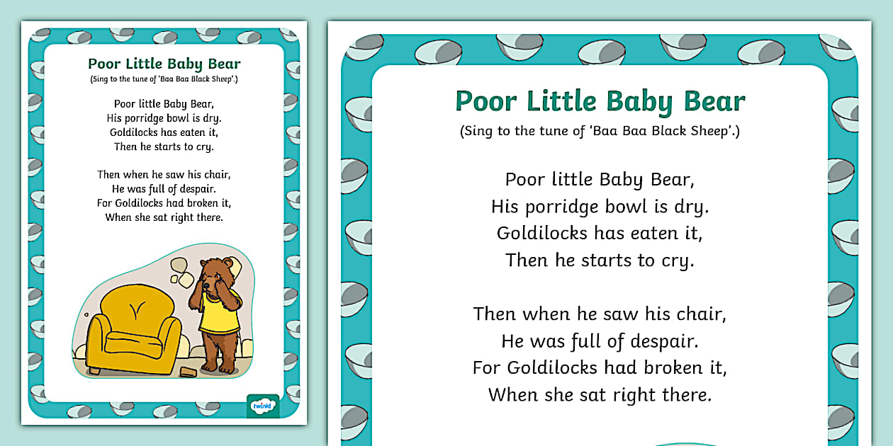 Poor Little Baby Bear Song (teacher made) - Twinkl
