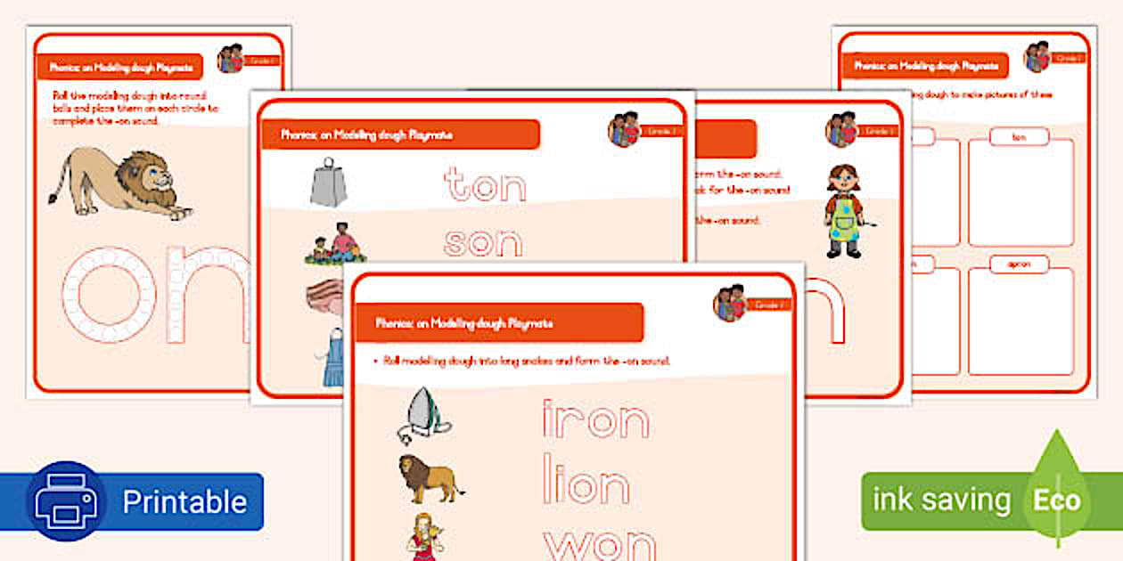 Grade 1 Phonics: -on Modelling Dough Playmats (teacher made)