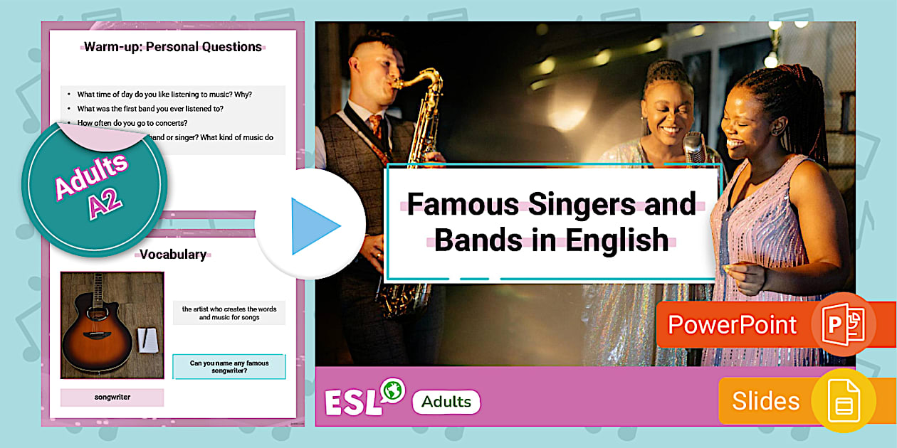 ESL Famous English-Speaking Musicians [Adults, A2] - Twinkl