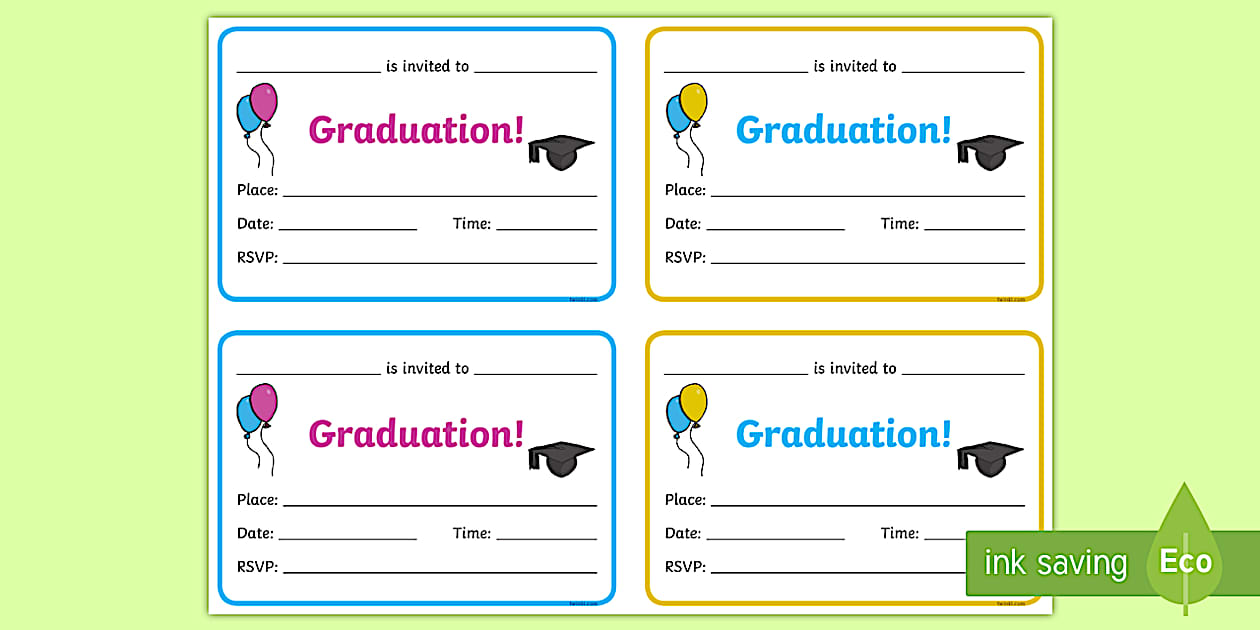 Graduation Invitation Writing Template - End of Year Leavers Activities