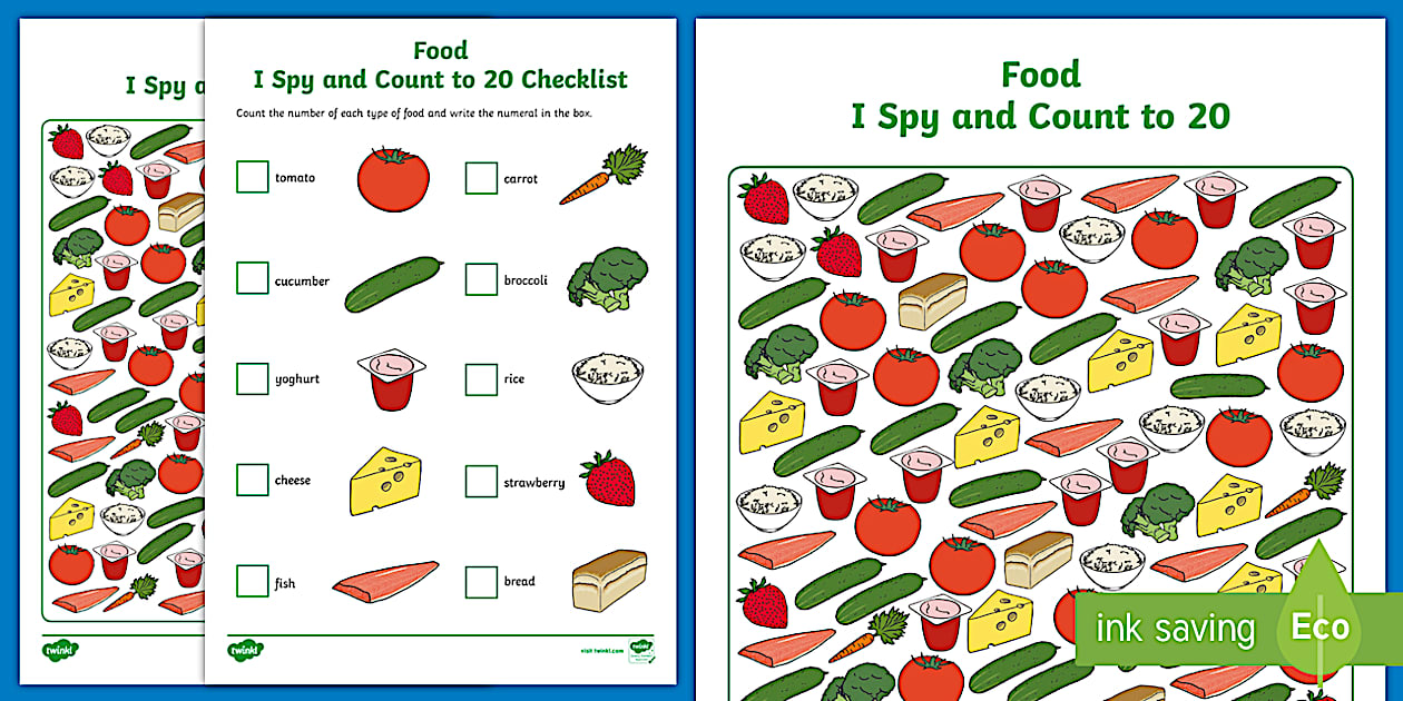 Food I Spy and Count Activity to 20 (teacher made) - Twinkl