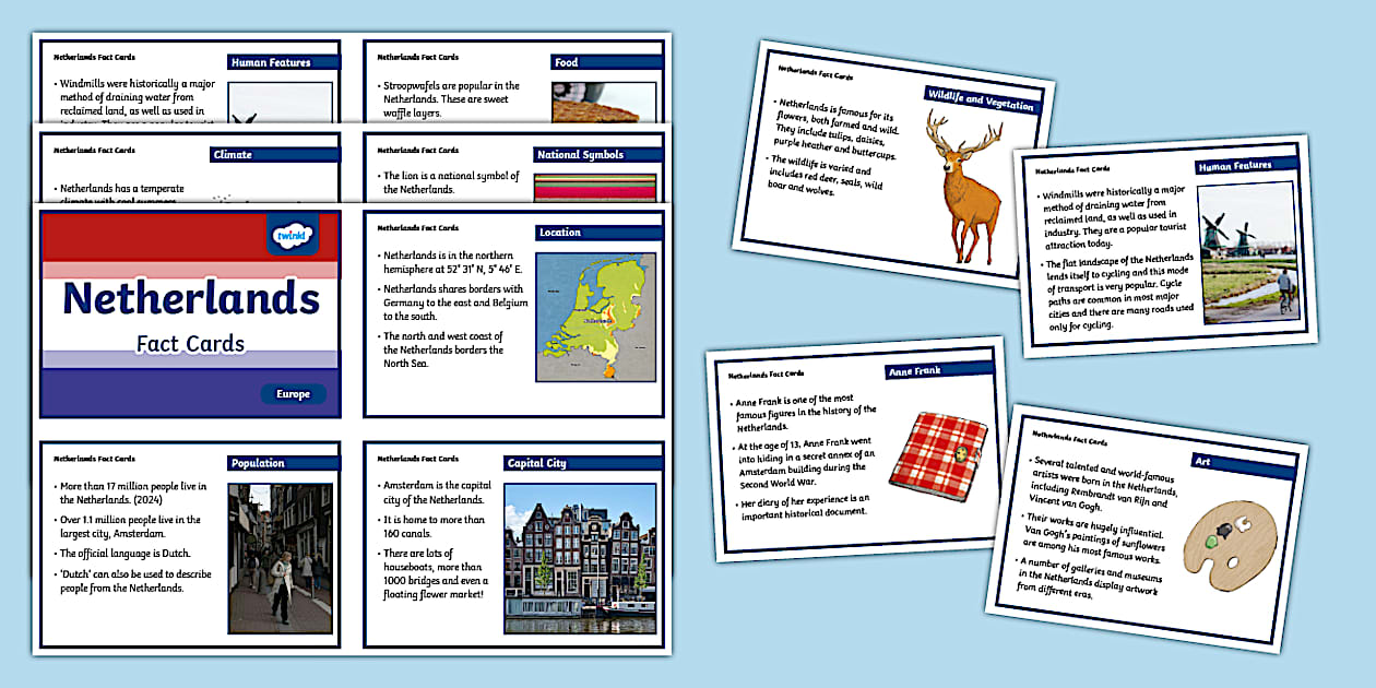 KS2 Netherlands Fact Cards (teacher made) - Twinkl