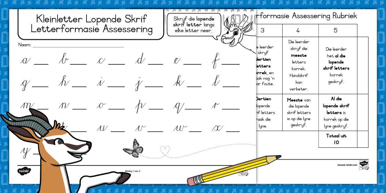 Lopende Skrif Letterformasie van Kleinletters