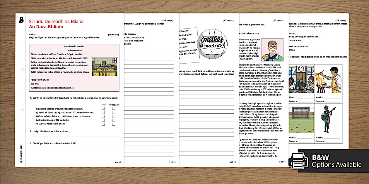 Scrúdú Deireadh na Bliana An Dara Bhliain (teacher made)