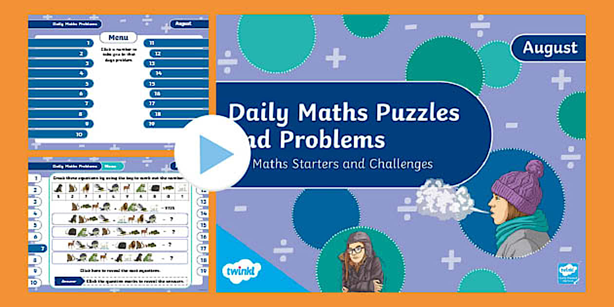August Year 5/6 Maths Puzzles and Problem Starters - Twinkl