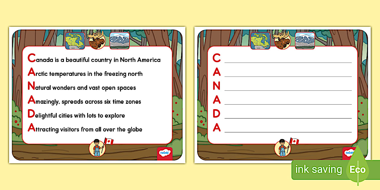Canada Acrostic Poem Example | Twinkl Canada ELA