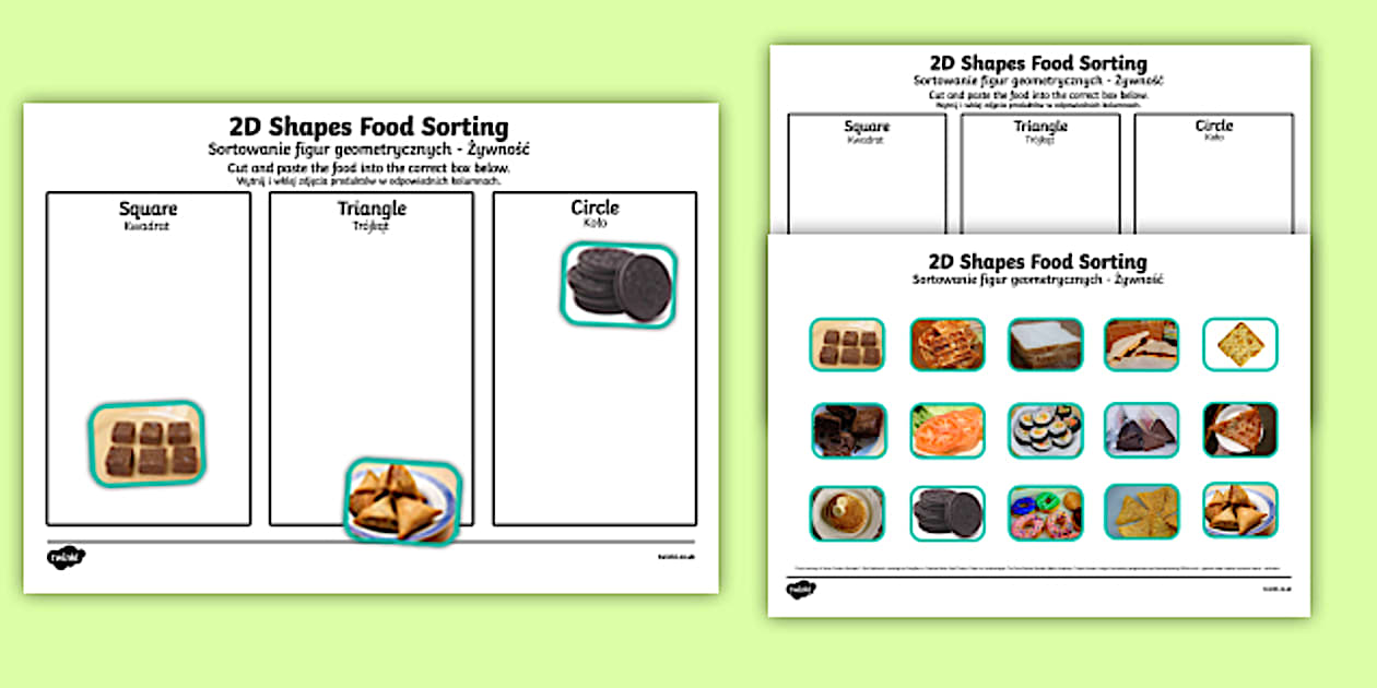 Food 2D Shape Sorting Activity Polish/English - Food 2D Shape Sorting ...