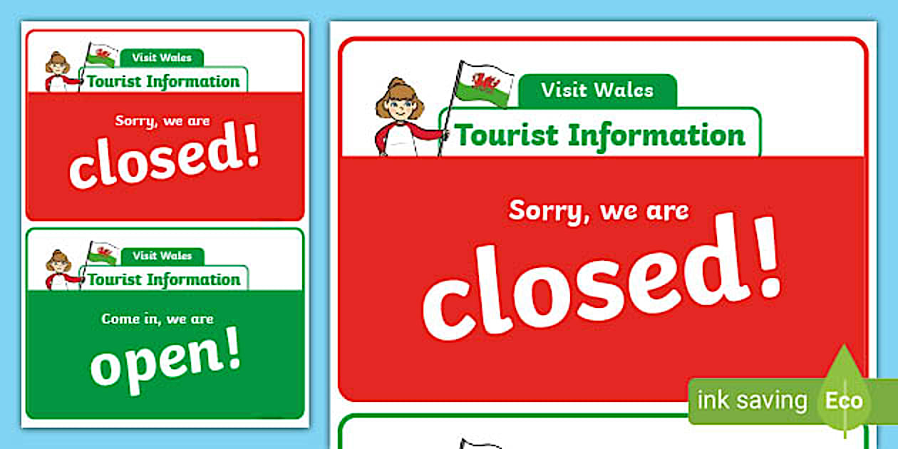 Welsh Wales Tourist Information Role Play Open And Closed Signs