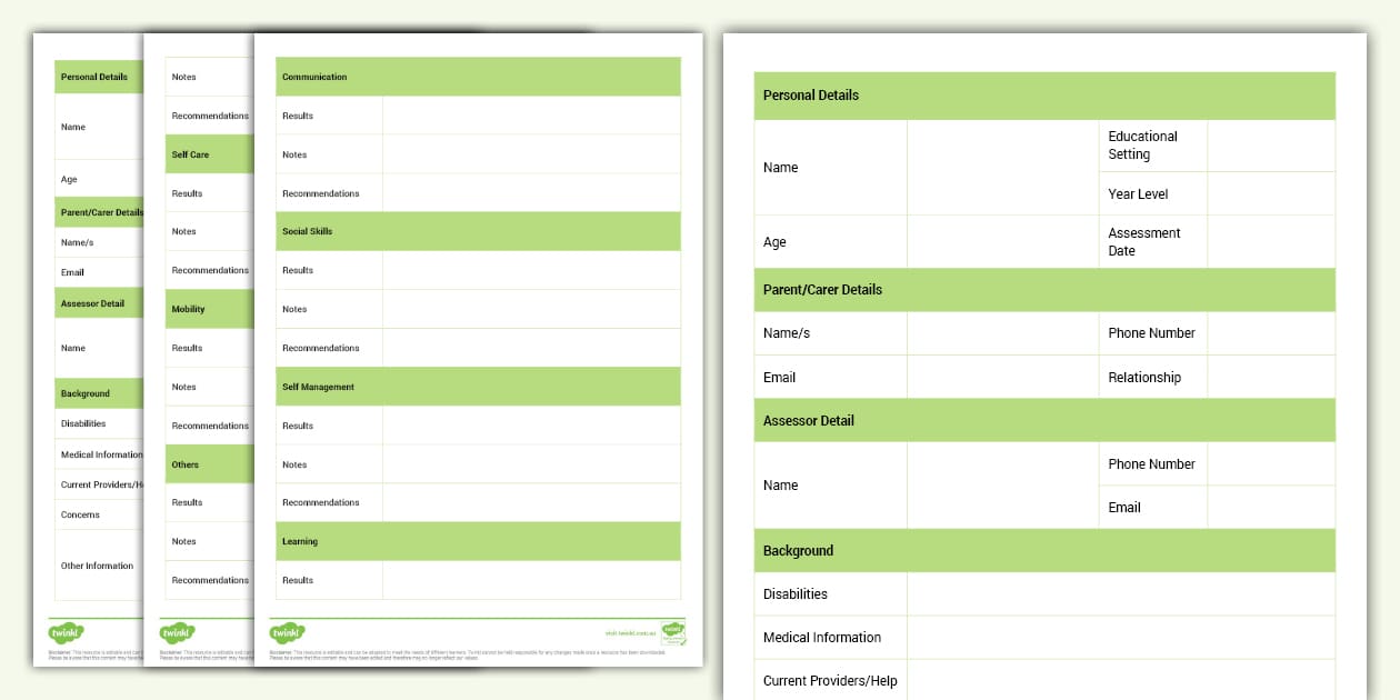 Editable Functional Capacity Evaluation Template - Twinkl
