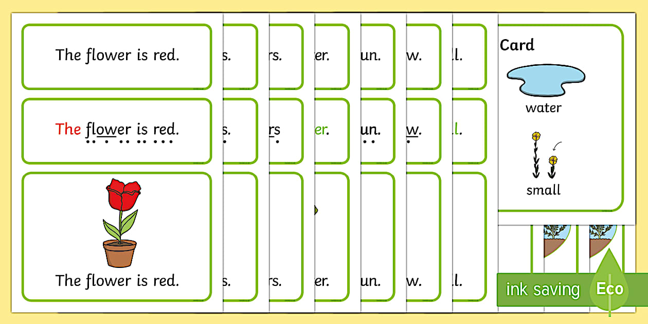 Editable Plants and Flowers Simple Sentence Cards - Twinkl