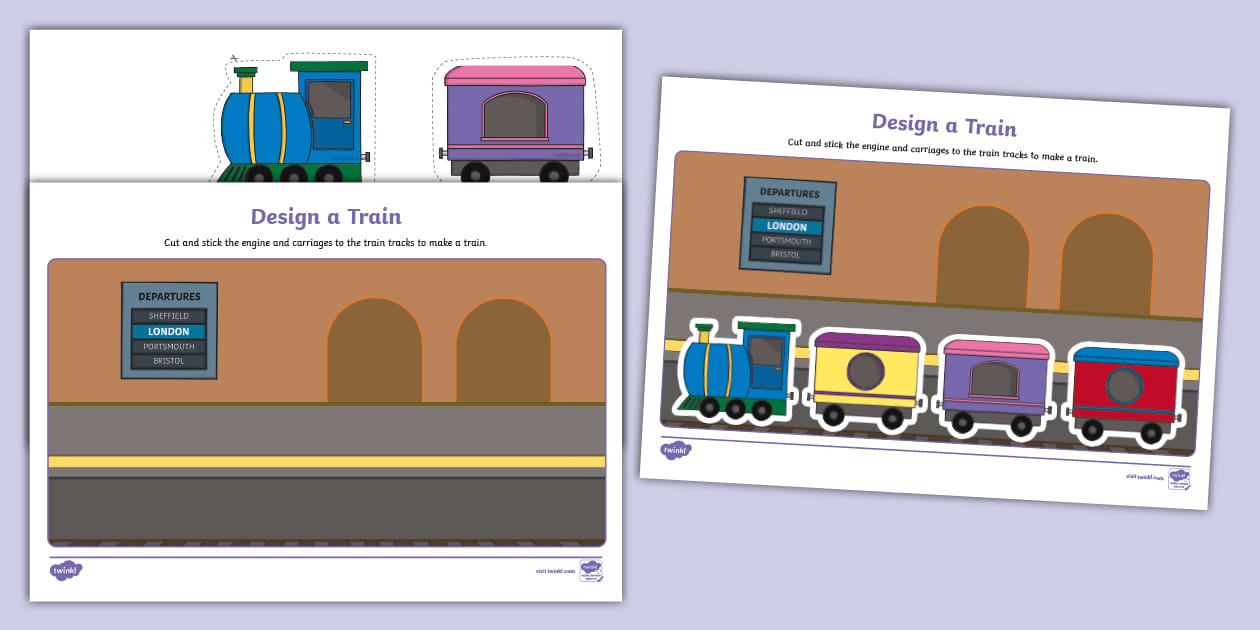 Design a Train Cutting Skills Activity - Twinkl - KS1