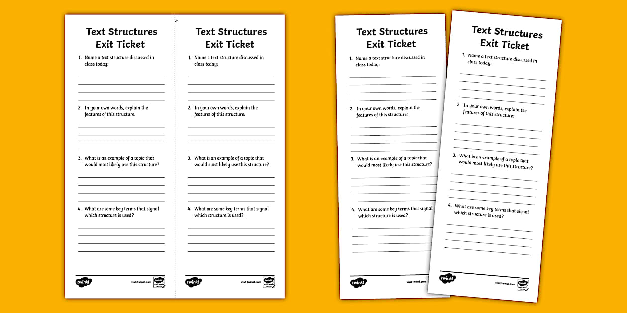 Nonfiction Text Structures Exit Ticket for 6th-8th Grade