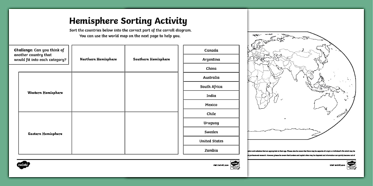 Halves of the Earth: Hemisphere Activity - Twinkl