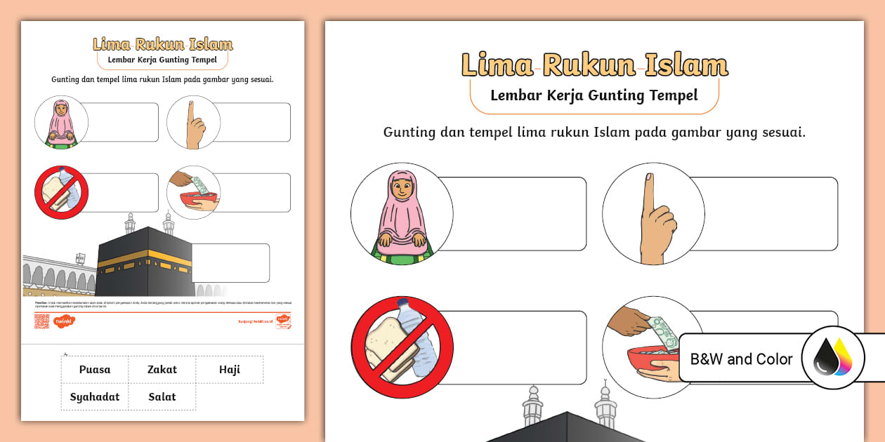 LK Gunting Tempel 5 Rukun Islam (teacher made) - Twinkl