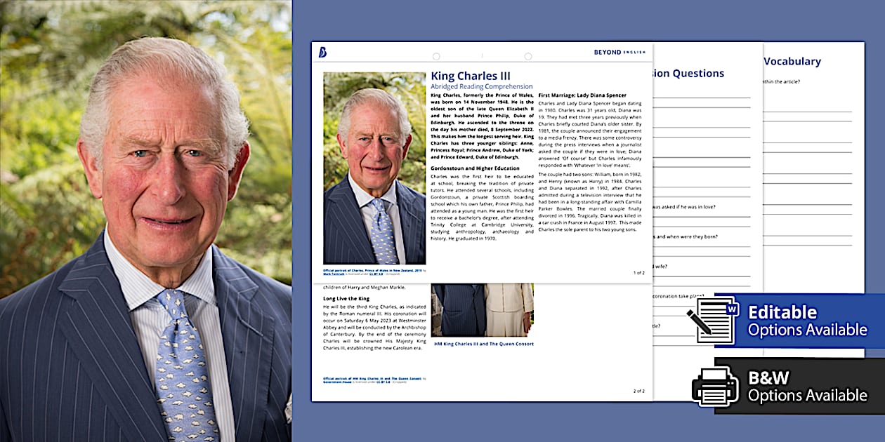 King Charles III Abridged Reading Comprehension | KS3