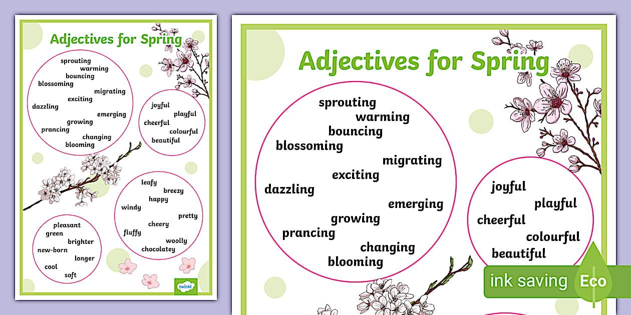 Spring Adjectives List | KS2 Language and Literacy - Twinkl