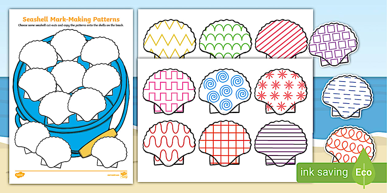 Seaside Seashells Mark-Making Patterns Activity - Twinkl