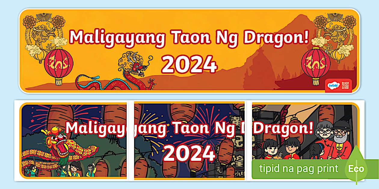 Maligayang Taon Ng Dragon 2024 Banner | Philippines | Twinkl