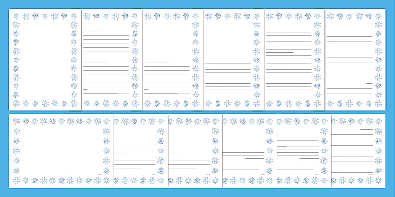 Editable Snowflake Writing Paper - Portrait Page Borders