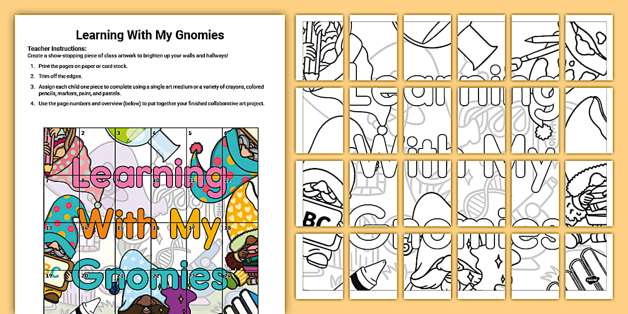Learning With My Gnomies Collaborative Art Pack - Twinkl