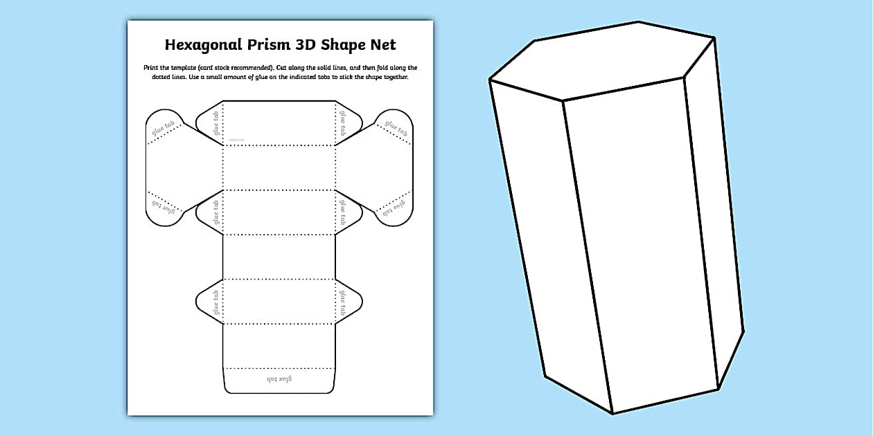 Hexagonal Prism Net 3D Shape | Math | Geometry | Twinkl USA