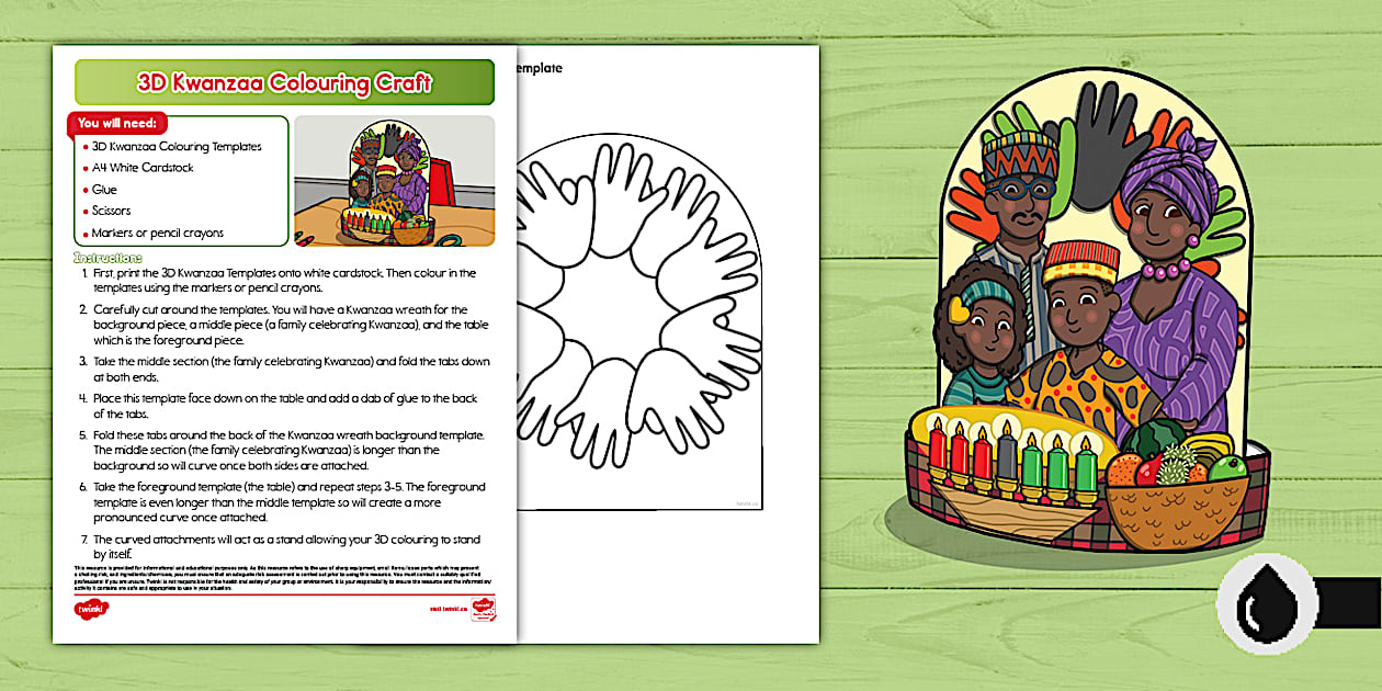 3D Kwanzaa Colouring Craft (teacher made) - Twinkl
