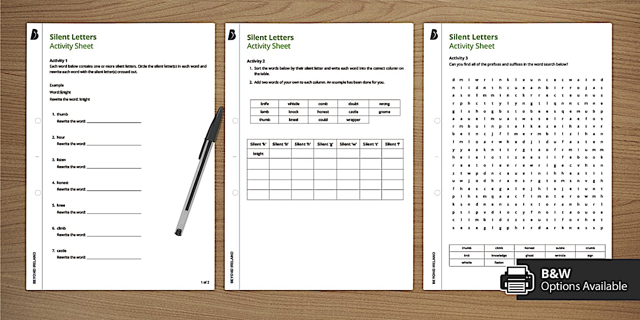 Silent Letters Activity Sheet