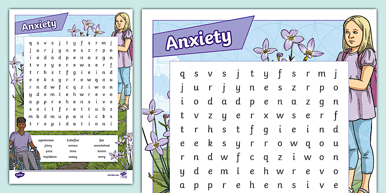 Words about Anxiety Word Search (teacher made) - Twinkl