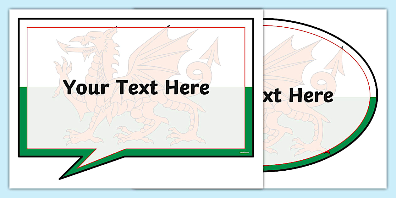 Welsh Flag Editable Speech Bubbles (teacher made) - Twinkl