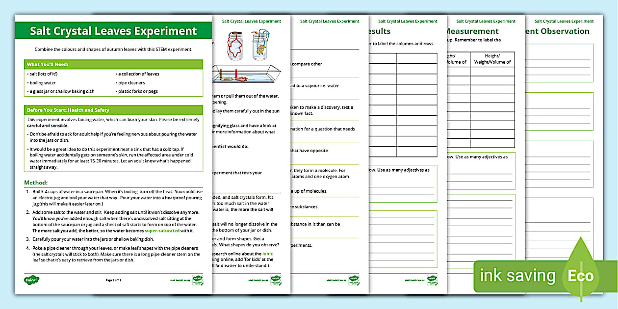 Salt Crystal Leaf Experiment