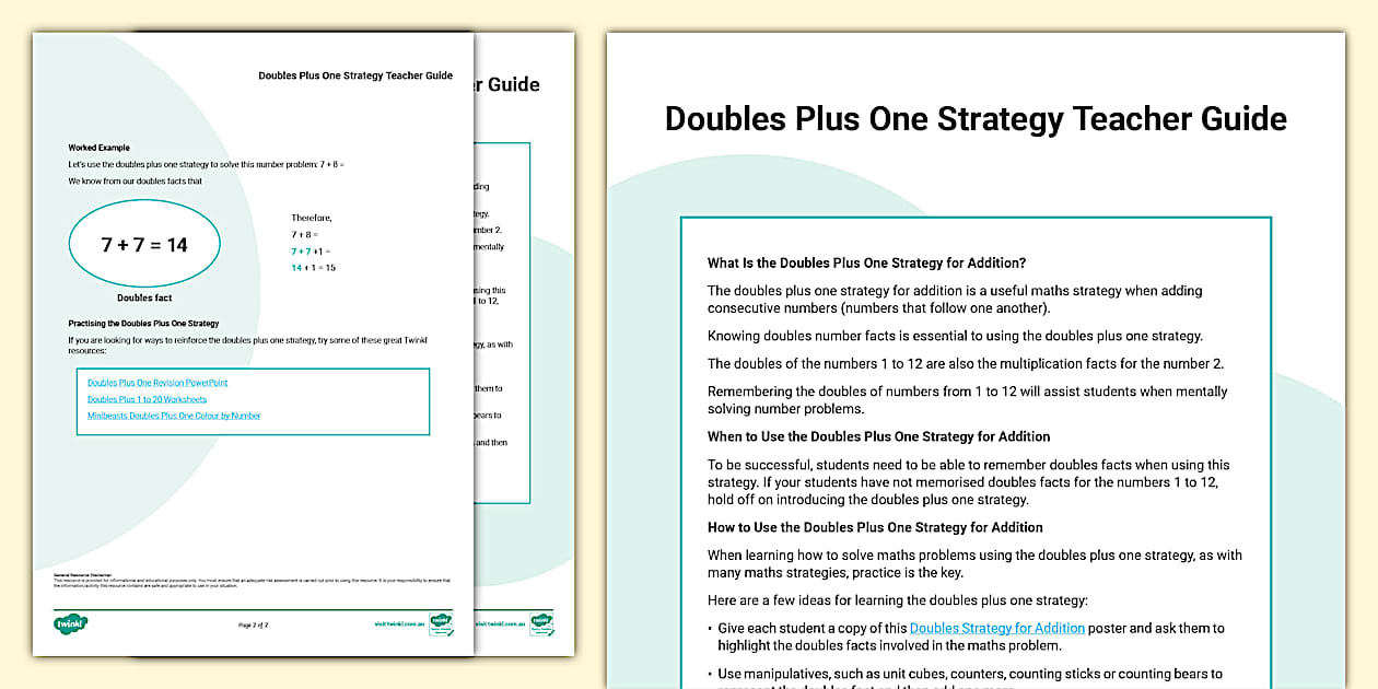 Doubles Plus One Addition Strategy Guide - Twinkl