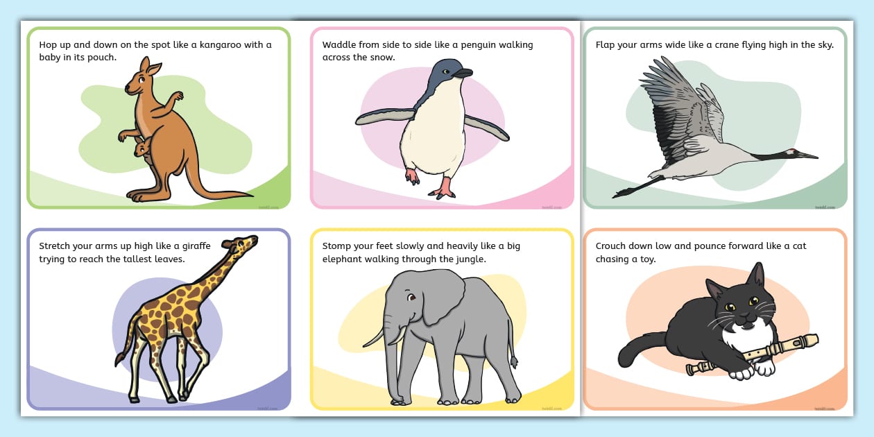 * NEW * Animal Actions Brain Break Flashcards - Twinkl