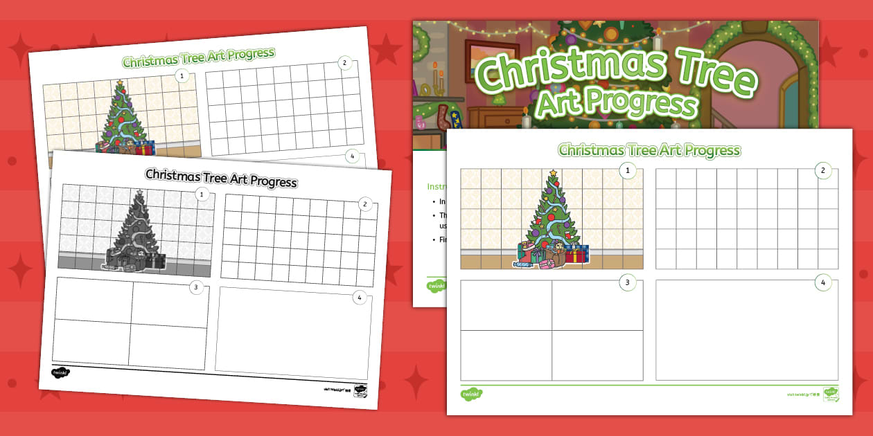 Christmas Tree Art Progress Template Teacher Made Twinkl