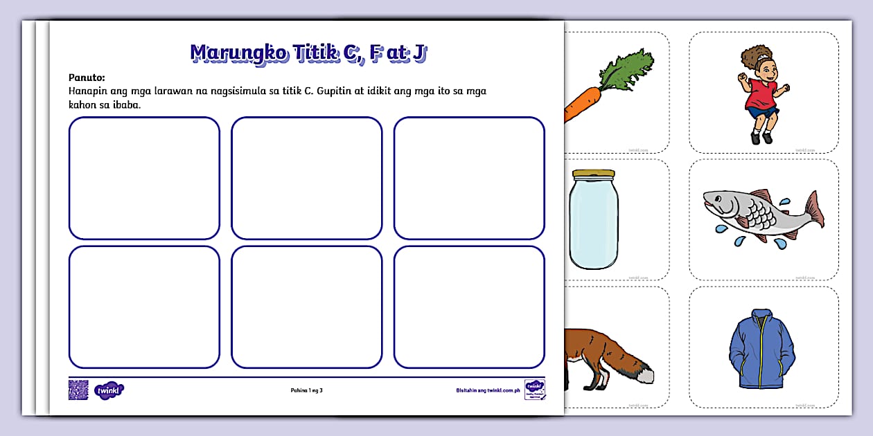 Marungko Titik C, F at J Cut And Paste Activity | Philippines | Twinkl
