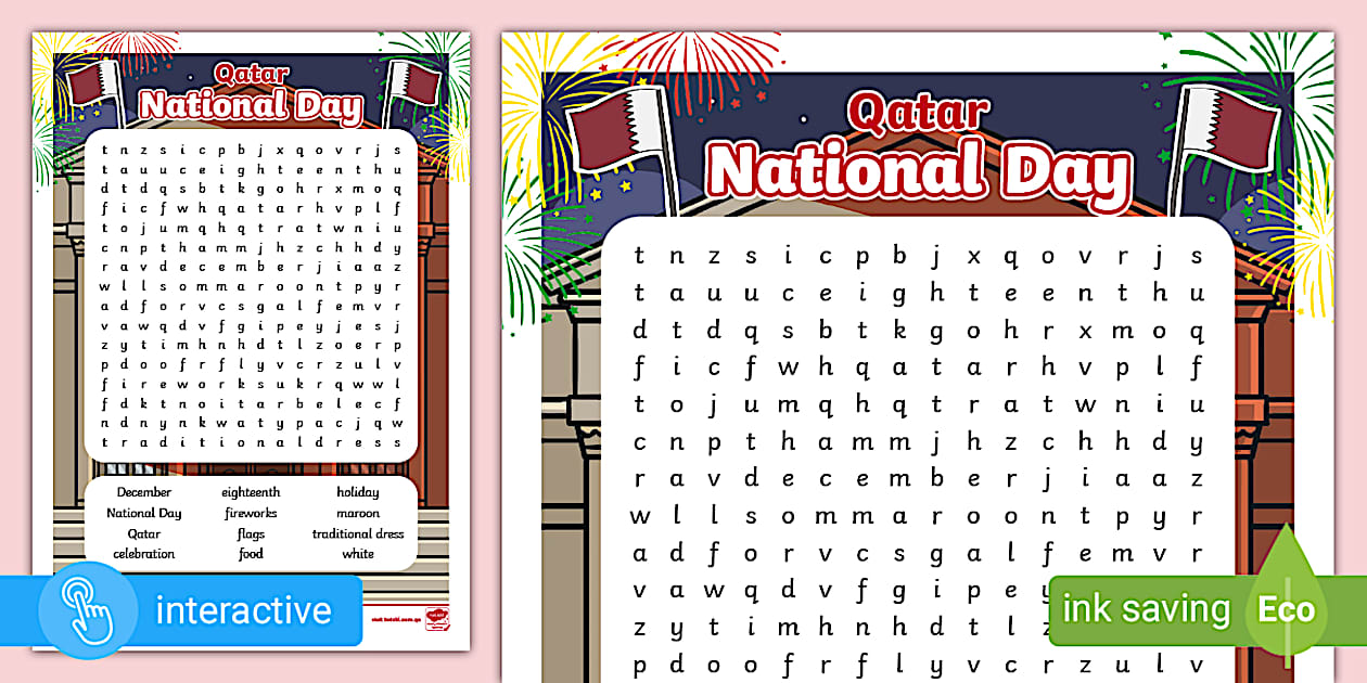 Qatar National Day Word Search - Twinkl