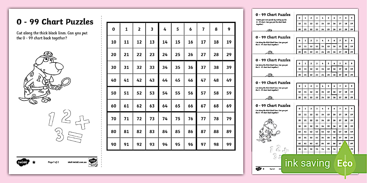 F-2 0-99 Chart Differentiated Puzzle (teacher made)