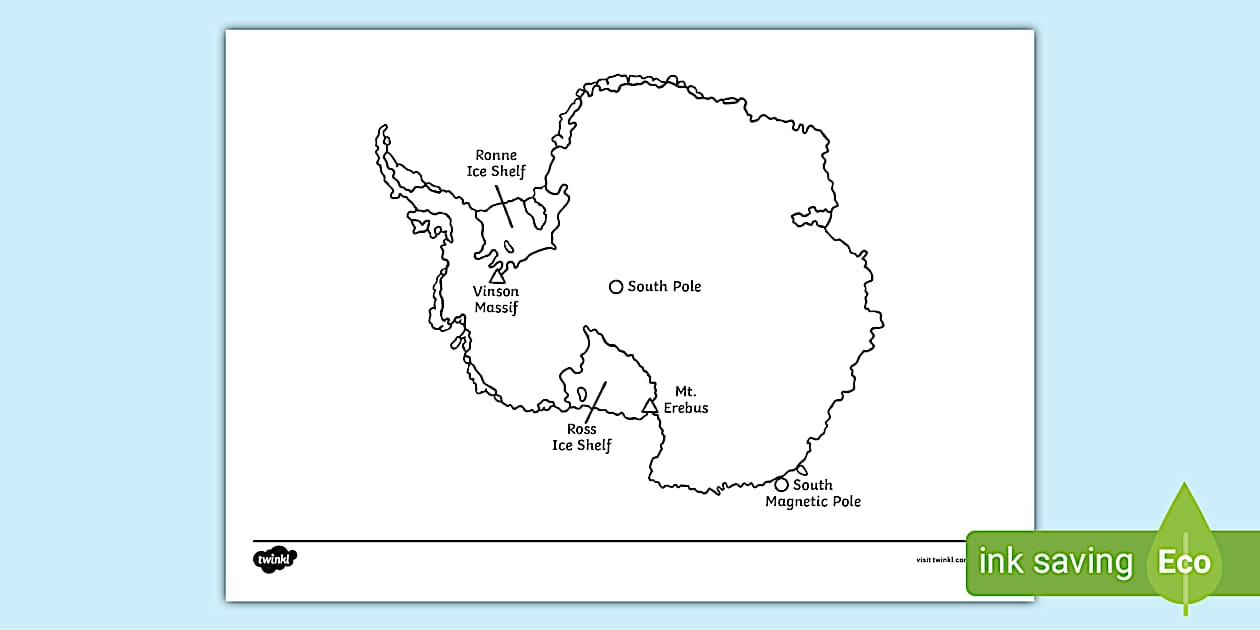 Map of Antarctica Colouring Sheet (teacher made) - Twinkl