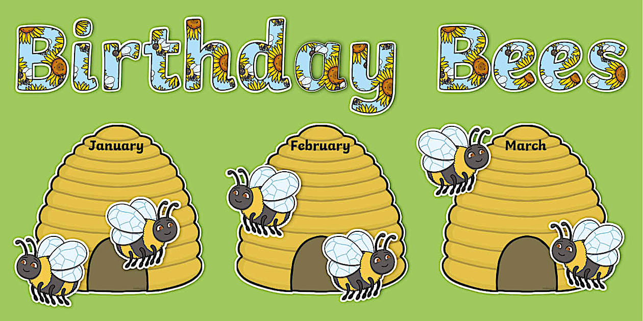 Black and White Birthday Bees Display Pack - Twinkl