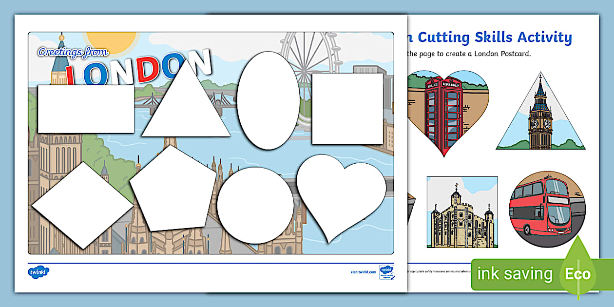 Create a Postcard London Cutting Skills Activity | Twinkl